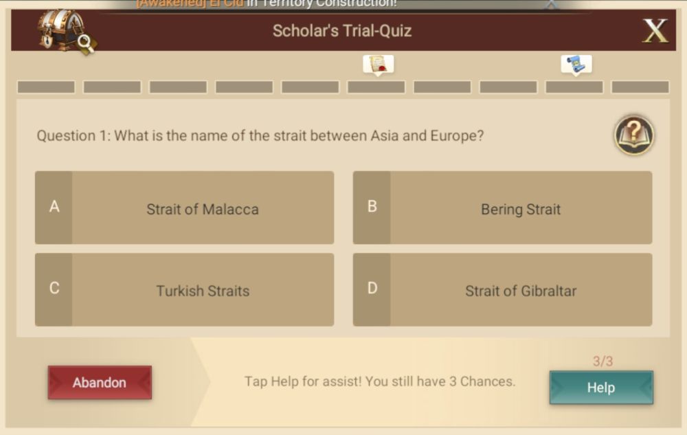 Era of Conquest Quiz Answer (Scholar's Trial Quiz) - UPDATED